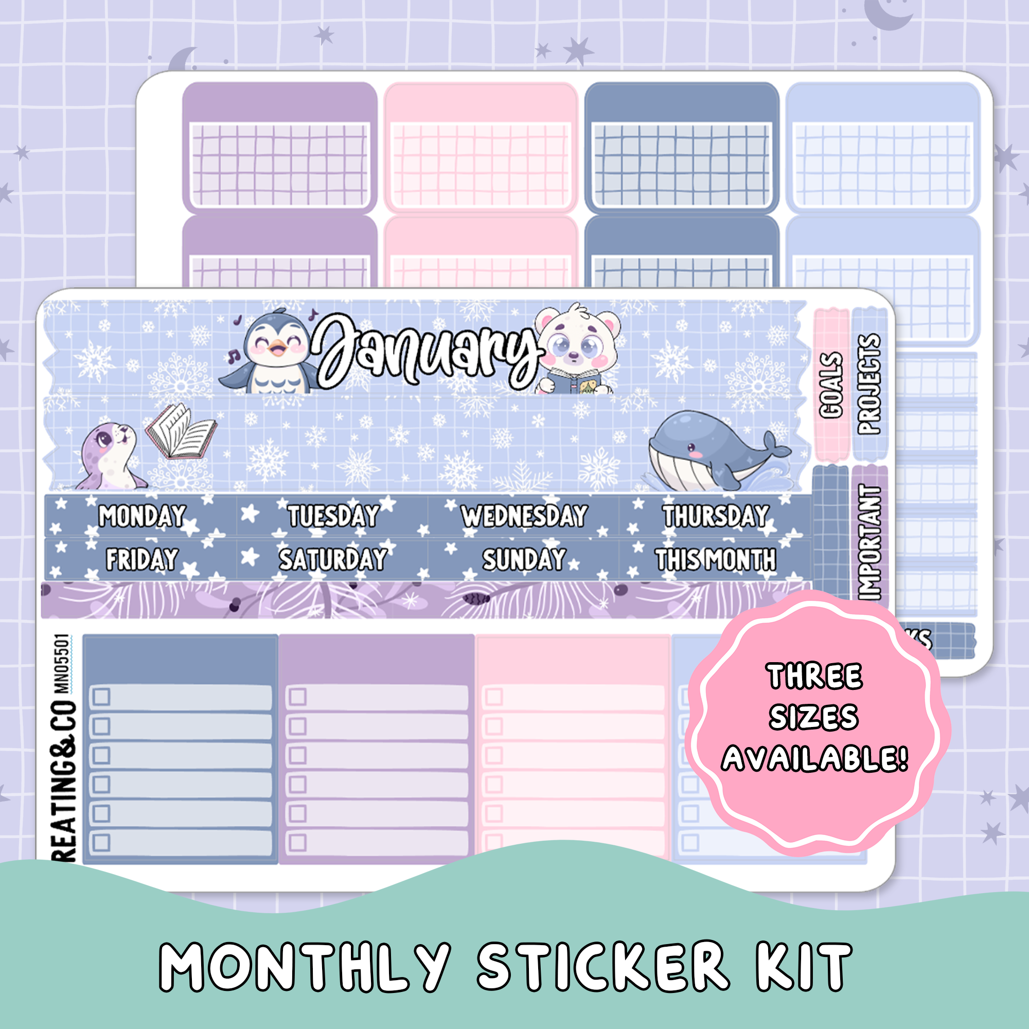 Arctic Reads January Monthly Planner Sticker Kit - MN/HBM/MS055 ...