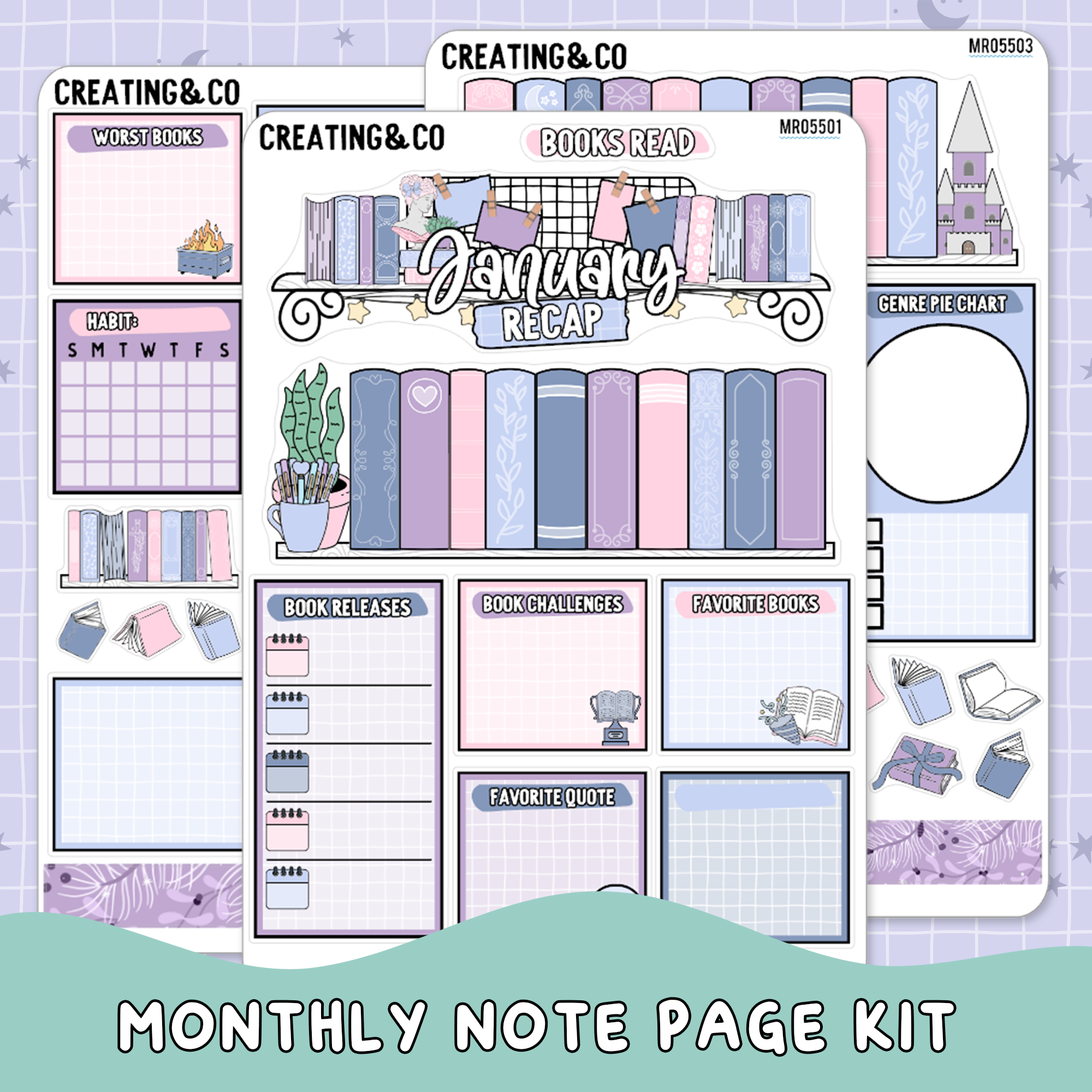 Arctic Reads January Monthly Notes Page Builder Planner Sticker Kit ...