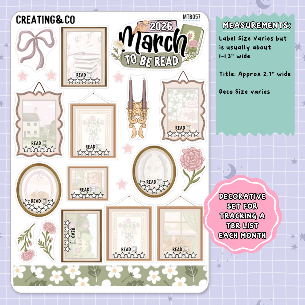 Cozy Spring Cottage March Monthly To Be Read Planner Sticker Kit - MTB ...