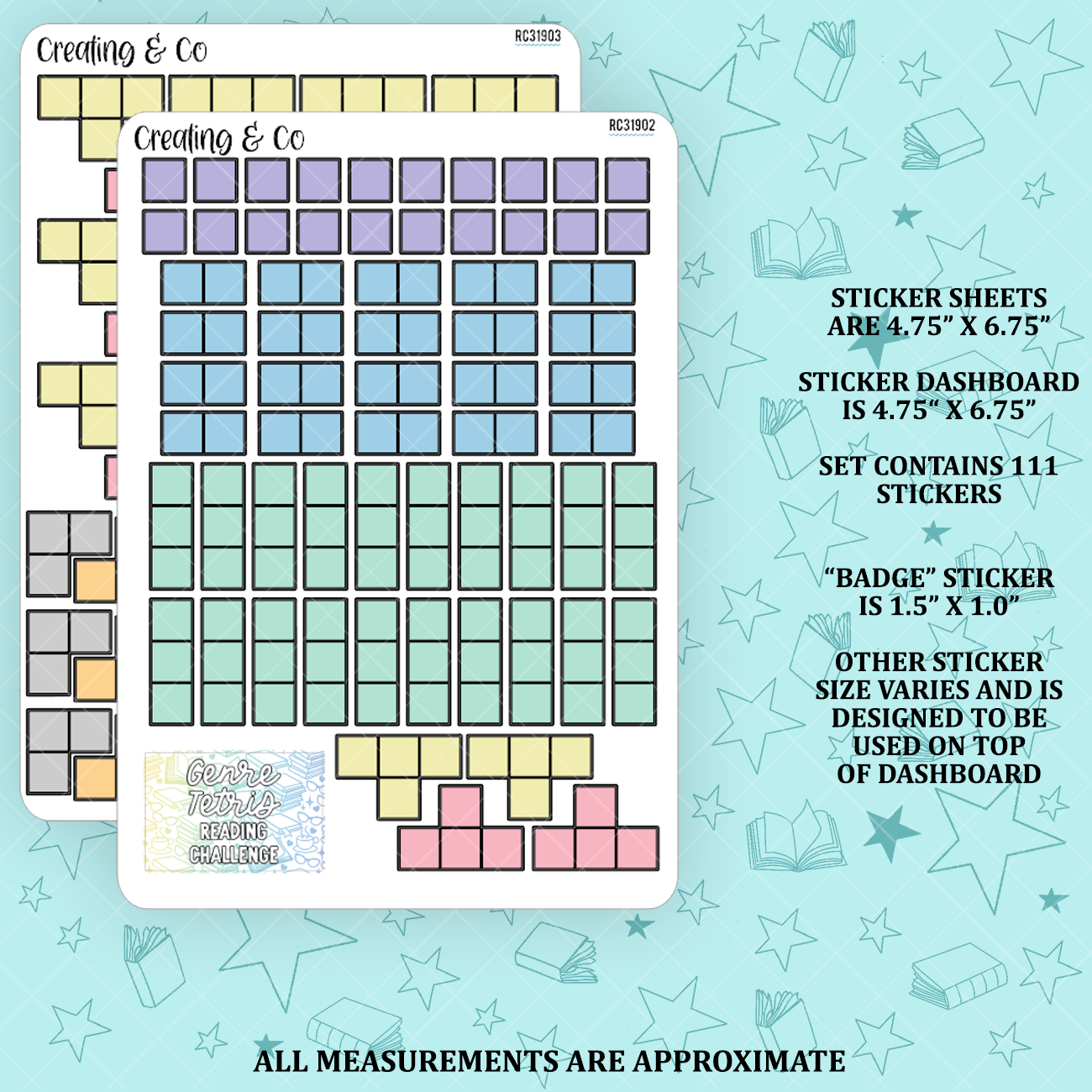 2020 Creating & Co Reading Challenge Dashboard and Sticker Trackers