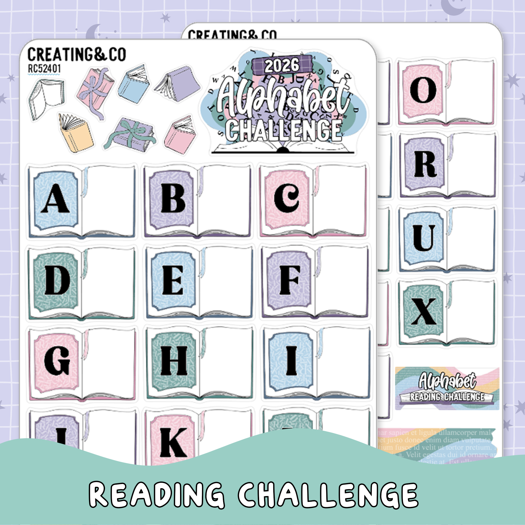 2026 Alphabet Reading Challenge Planner Sticker Set - RC524 – Creating & Co