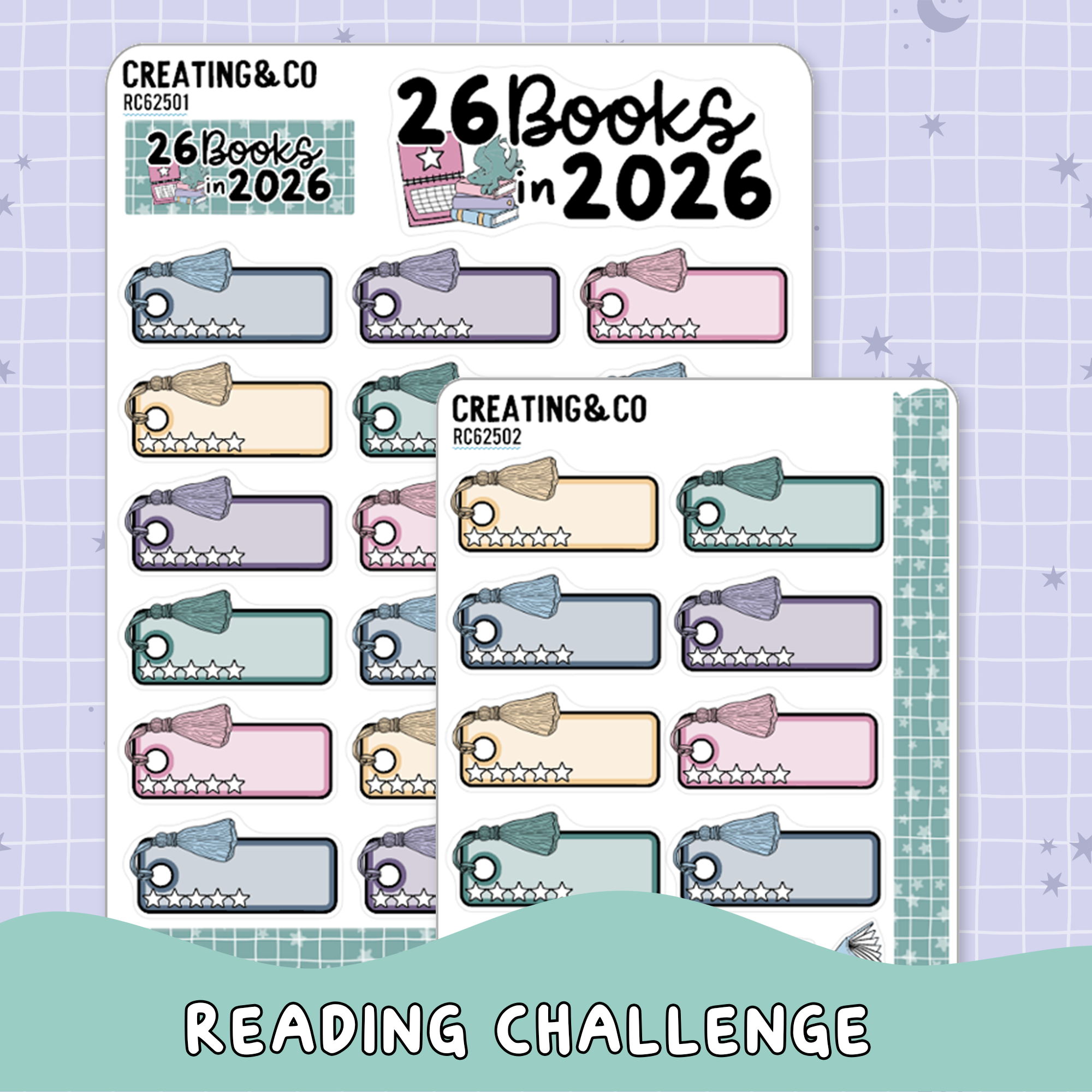 26 Books in 2026 Yearly Reading Challenge Planner Sticker Set - RC525 ...