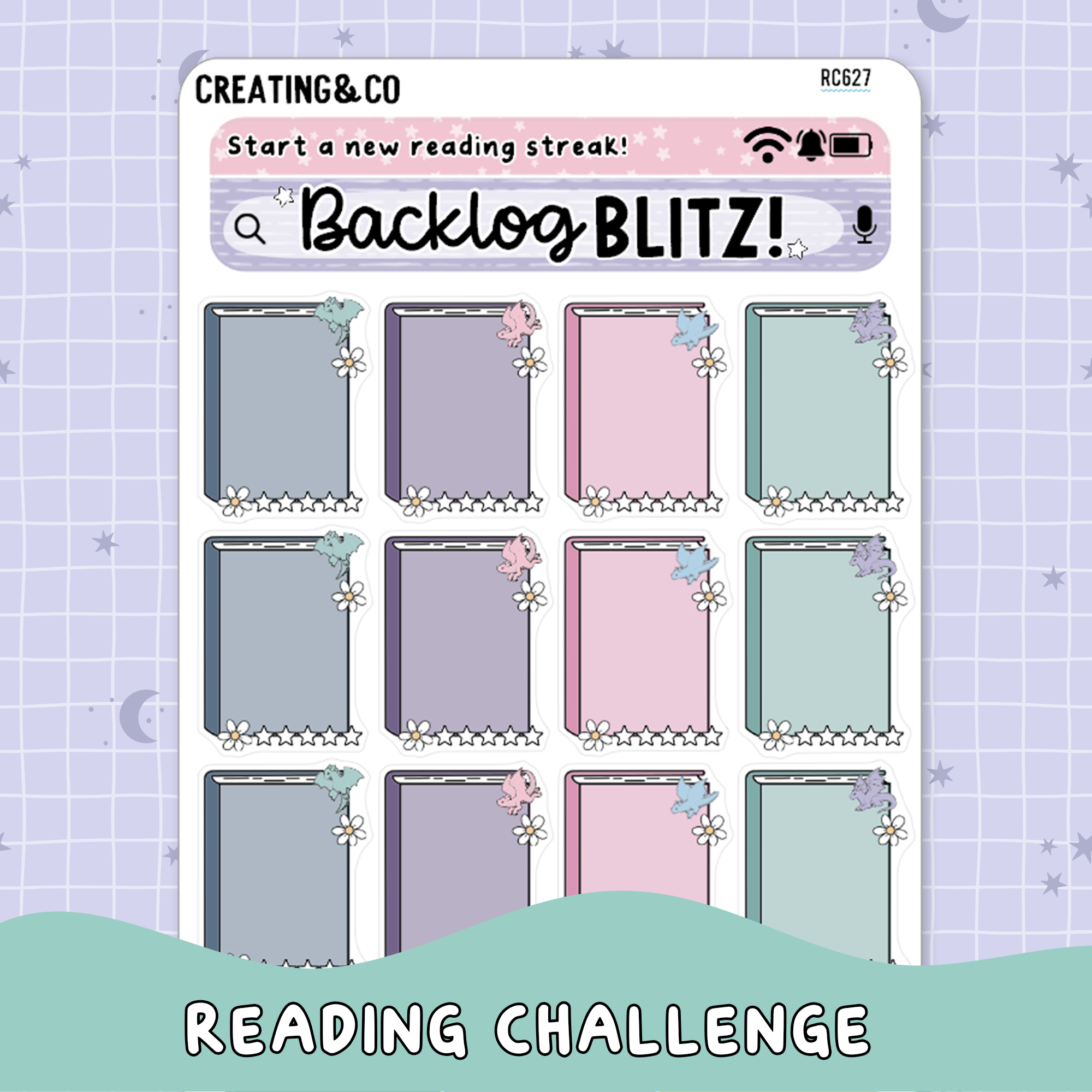 Backlog Blitz Reading Challenge Planner & Journal Sticker Set - RC527 ...